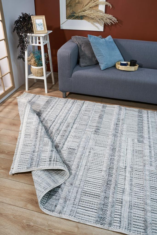 Gri Kabartma Çizgili Modern Halı - Vesta 9531 I Apex Halı - Unique Rug ...